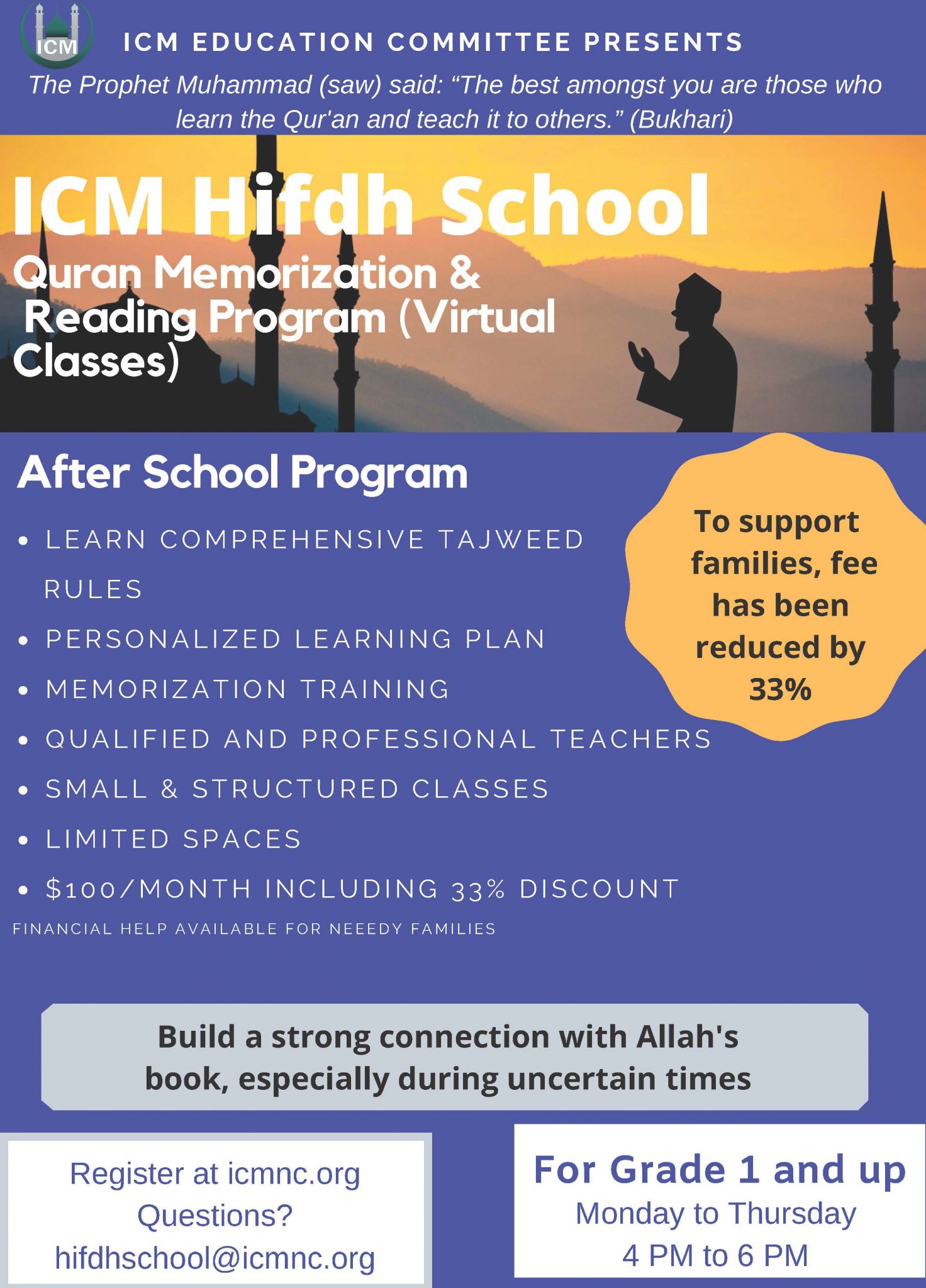 Hifdh School classes have moved online – Islamic Center of Morrisville