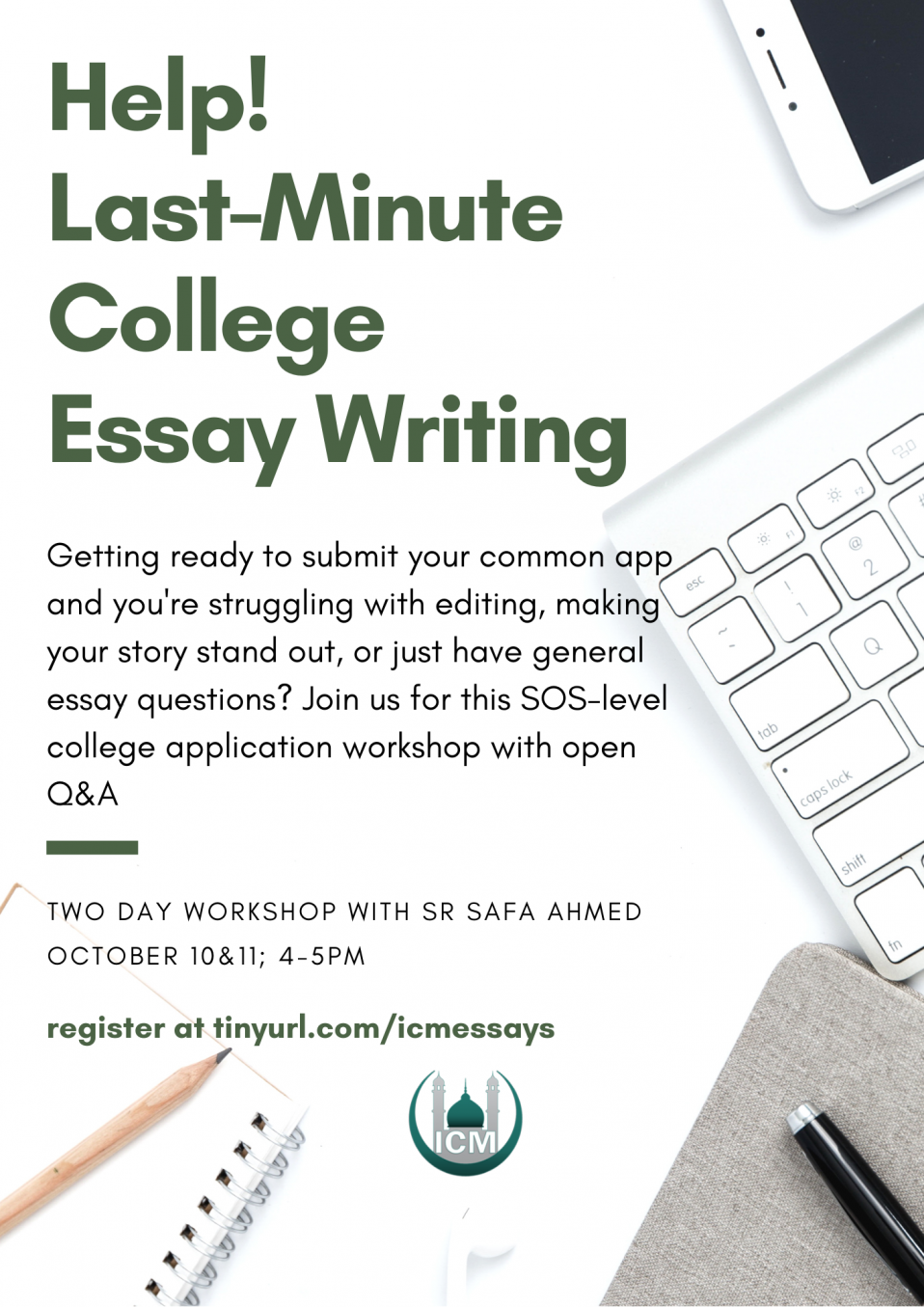 ICM Youth: College Essay Writing Workshop – Islamic Center of Morrisville