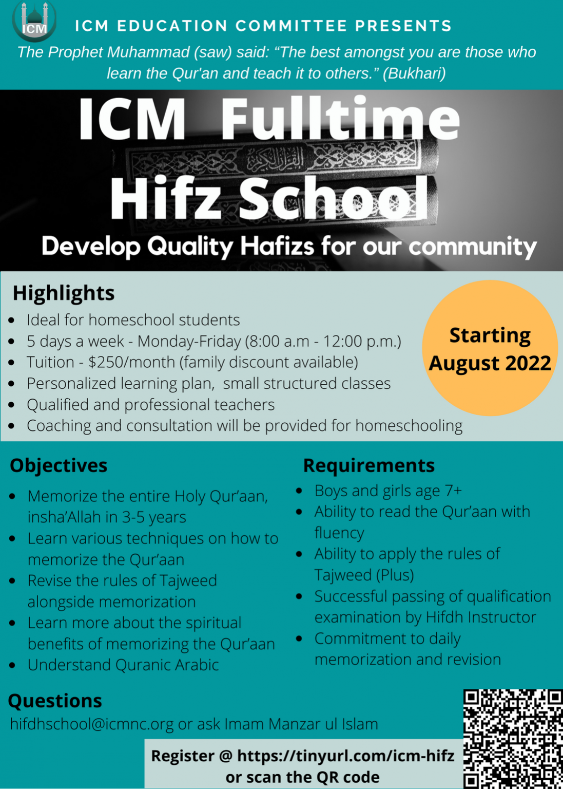 Full Time Hifdh School Information Session – Islamic Center of Morrisville